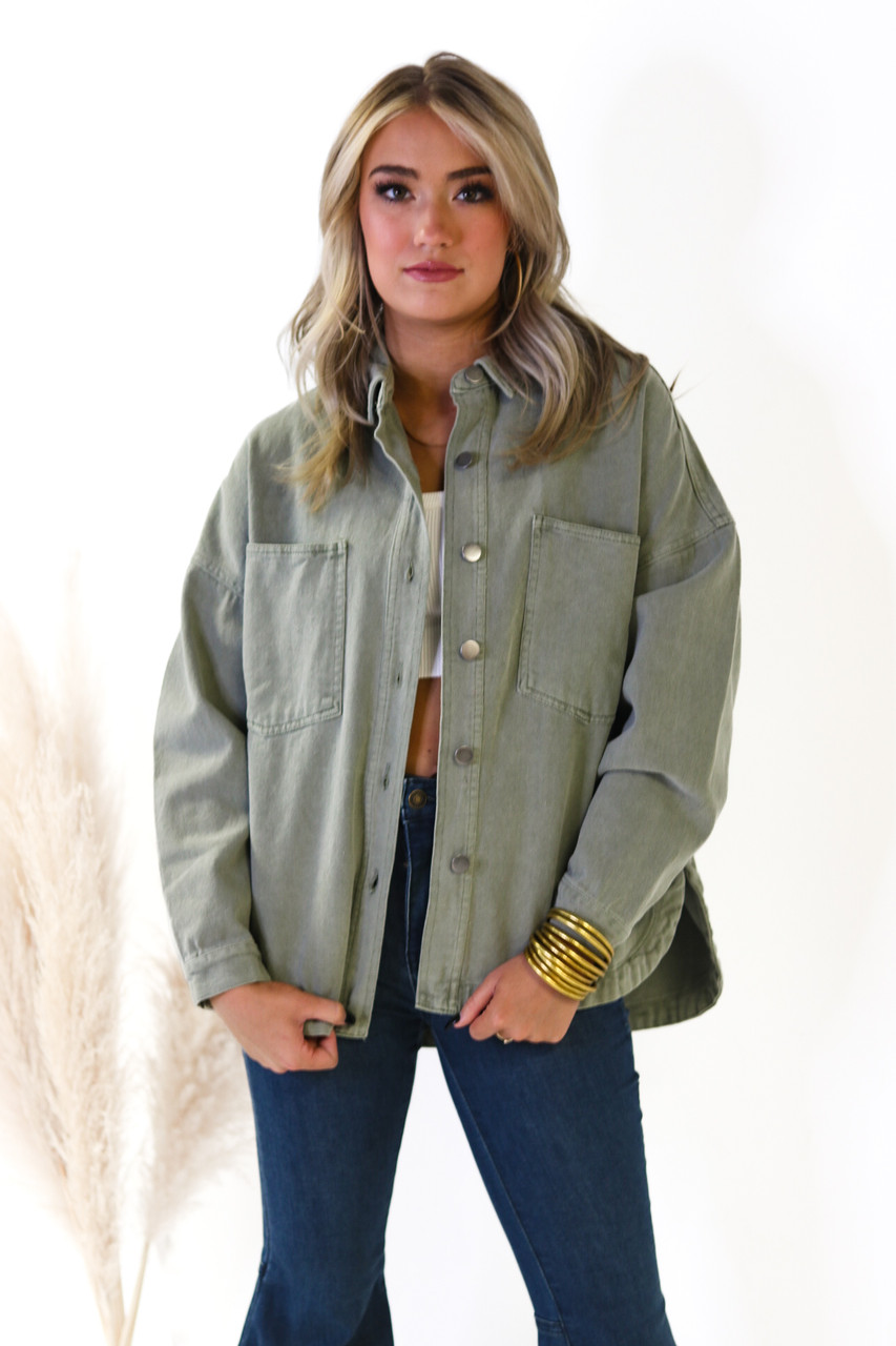 That Vintage Look Green Shacket