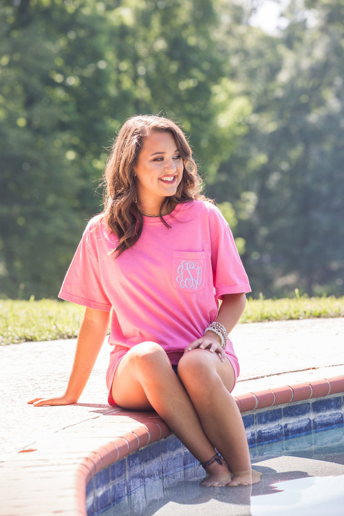 (S, L, XL) Monogrammed *LONG SLEEVE* Comfort Colors | Peony - Ginny Marie's