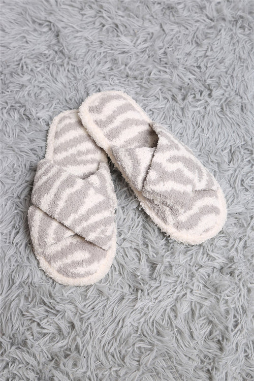 Zebra Print Criss-Cross Slippers - Ginny Marie's