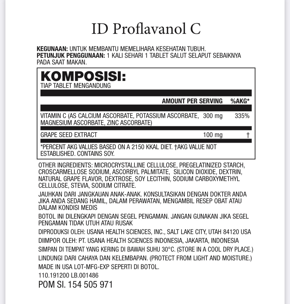 Usana Proflavanol C 56 Tablet Untuk Daya Tahan Tubuh