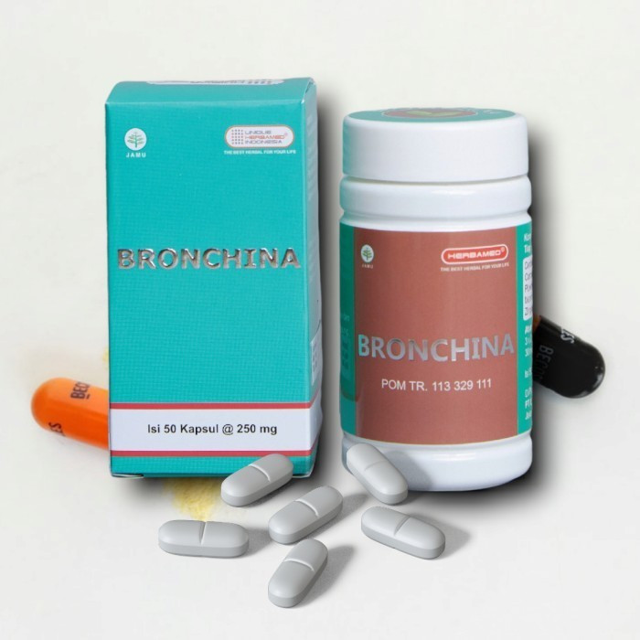 Herbamed Bronchina 50 Kapsul Obat Batuk Radang Tenggorokan Bronchitis