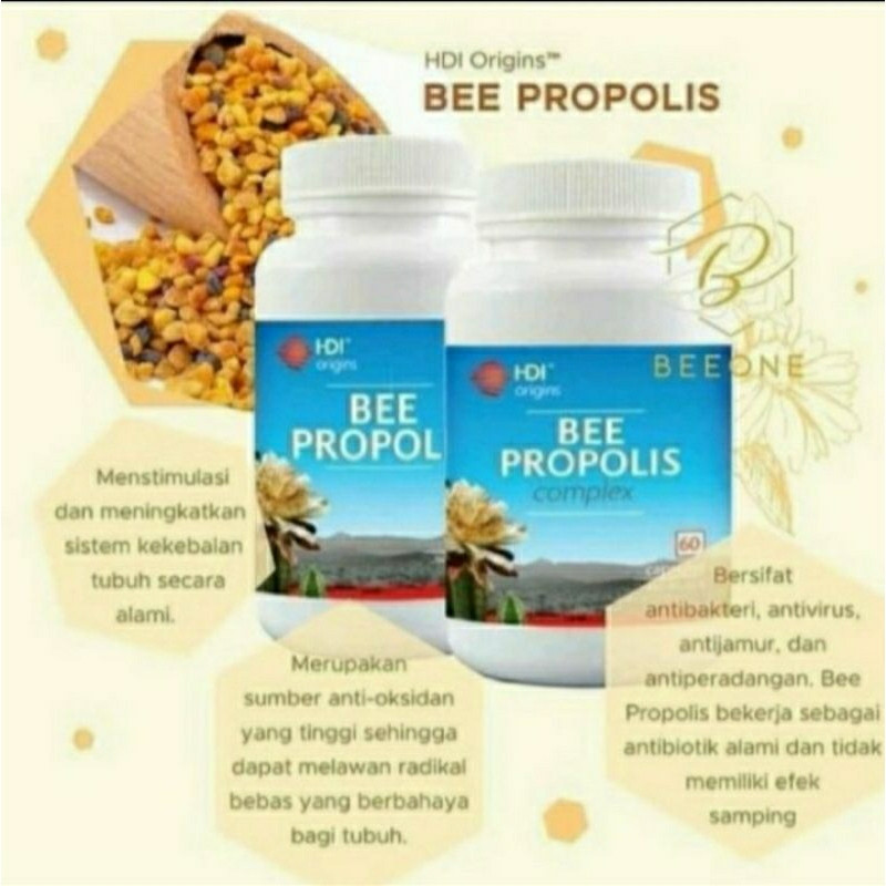 HDI Bee Propolis 60 Tablet Antibiotik Meningkatkan Sistem Kekebalan Tubuh