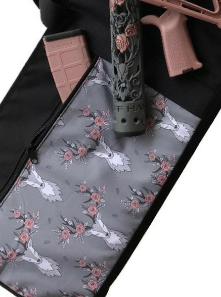 Floral Stag and black soft padded fabric rifle case / 42"