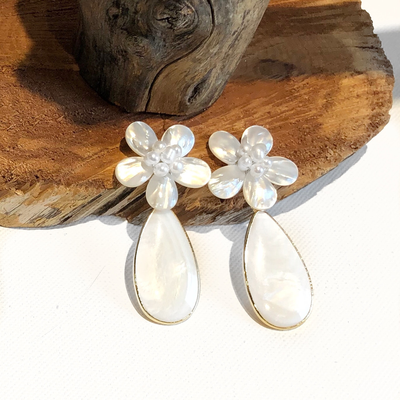 Large Pearl Flower + Oval Pearl Pendant - Susan Standeffer Designs