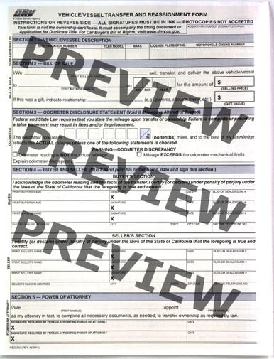 Reg 262 Vehicle Vessel Transfer And Reassignment Form