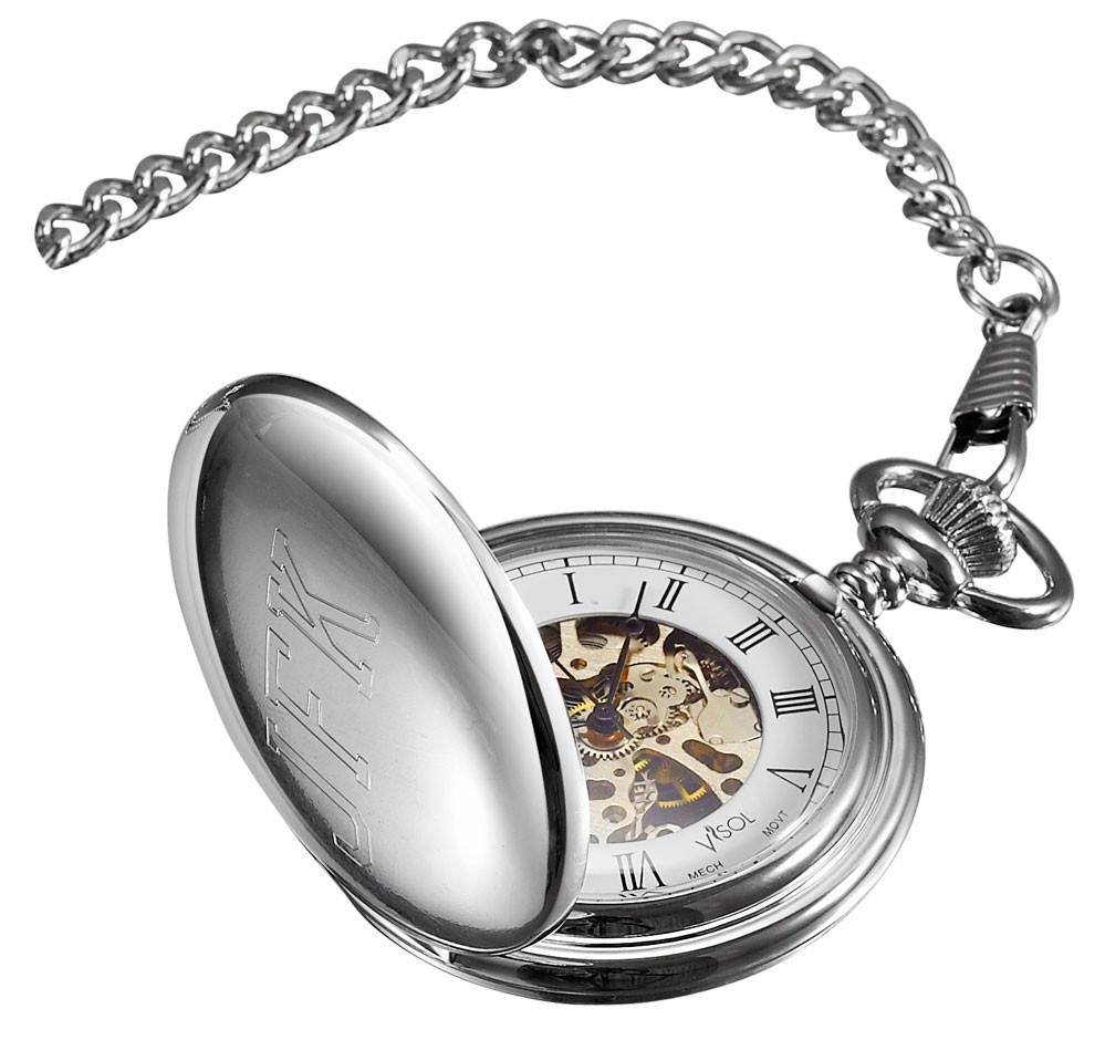 Visol Quinn Polished Chrome Mechanical Pocket Watch - VPW003 - Visol