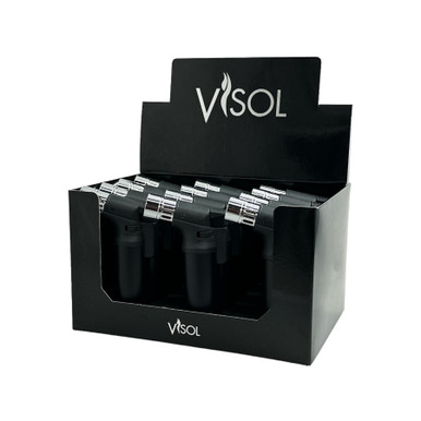 Visol Retail Package - Ares Quad Flame Table Lighter 12 Count - VLR4-Ares-BK-Prepack
