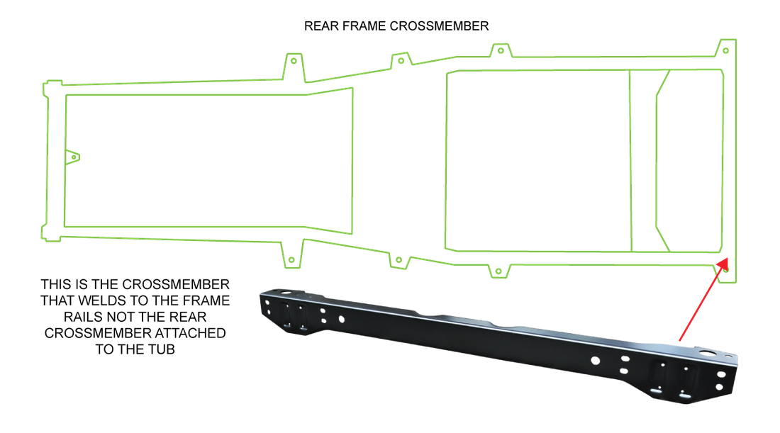 1987-1995 Wrangler YJ OE Style Rear Frame Cross Member Welds To Frame ...
