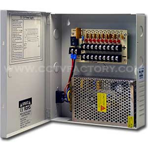 12V DC POWER DISTRIBUTION BOX FOR 9 CAMERAS (5 Amp)