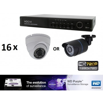 16CH HD-CVI 720P DVR with 16 x HD Cameras and 1TB Hard Drive Package ...