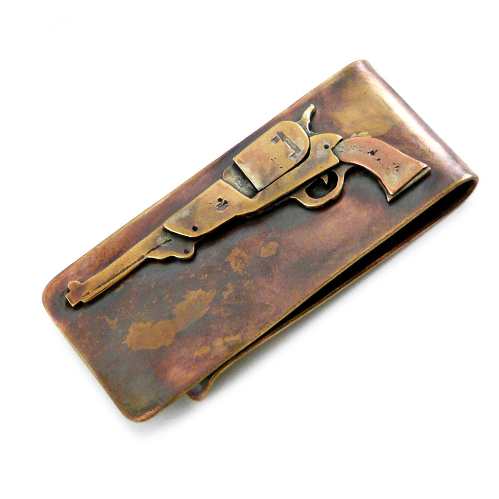 Bronze Money Clip - Revolver | Vintage Colt Dragoon Accessory