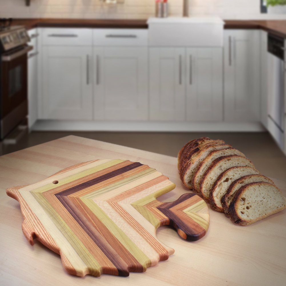 Versatile Fish-Shaped Hardwood Kitchen Board Made in the USA