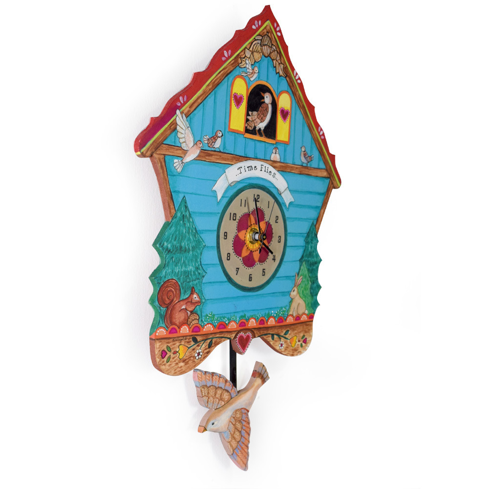 Colorful Alpine Birds Pendulum Wall Clock Colorful Alpine Birds Pendulum Wall Clock
