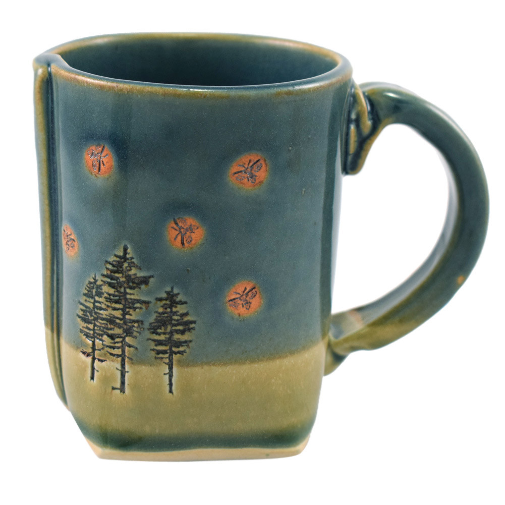 Slab-Built Stoneware Pottery Mug: Twilight Fireflies