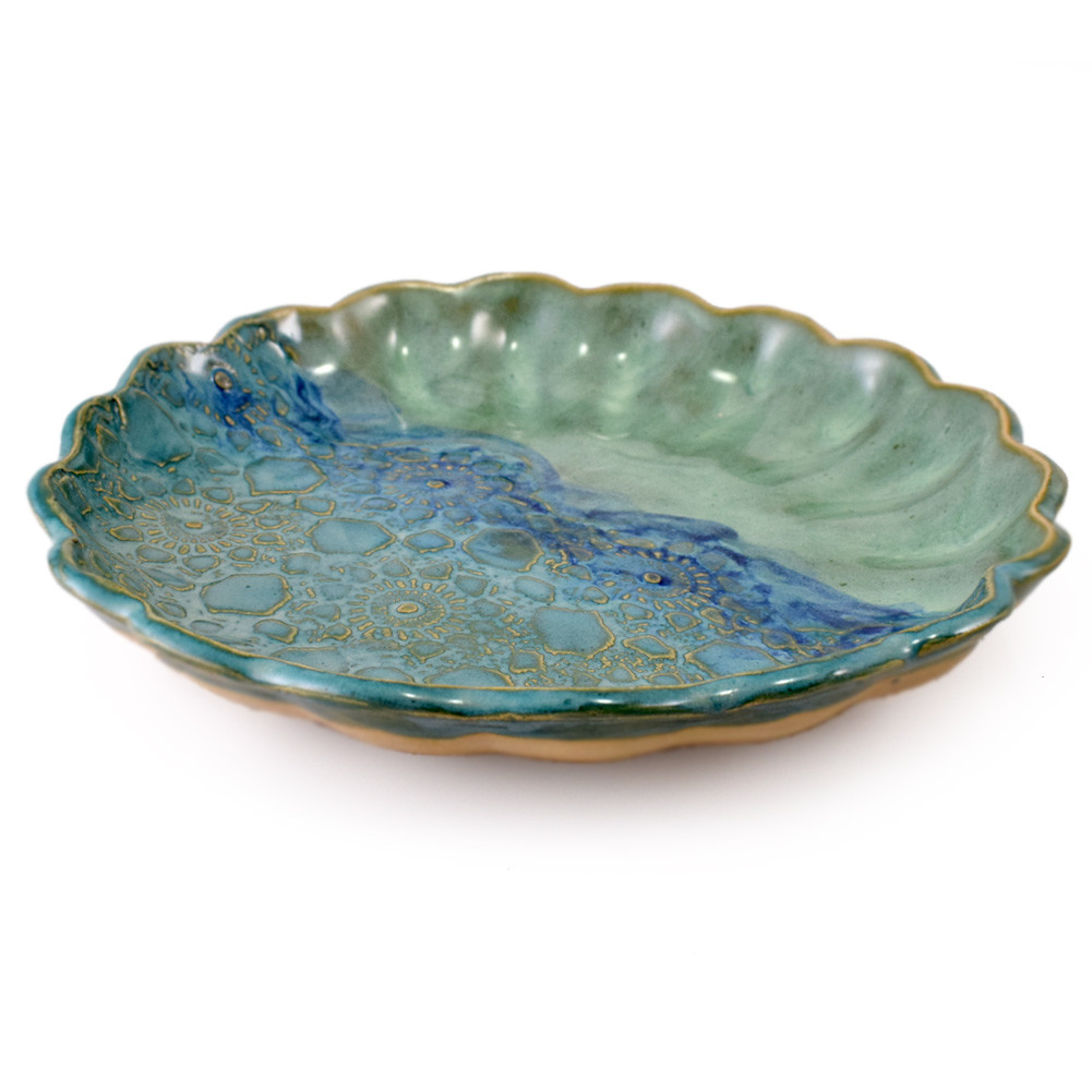 Ocean Lace Pottery Collection: 11" Round Wave Platter