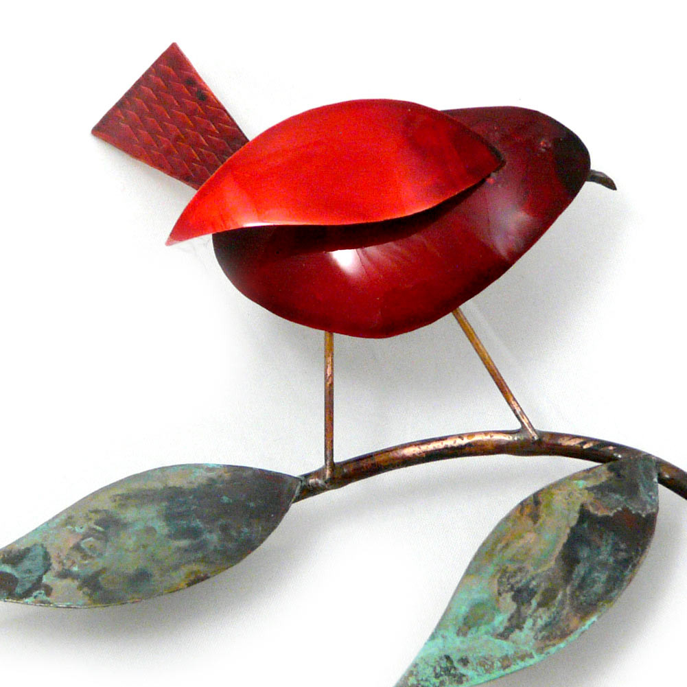 Red Birds in a Tree Copper Wall Sculpture Made in the USA