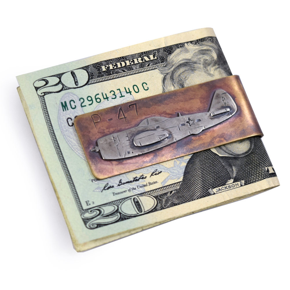 Bronze Money Clip: P-47 Fighter Plane | Made in the USA