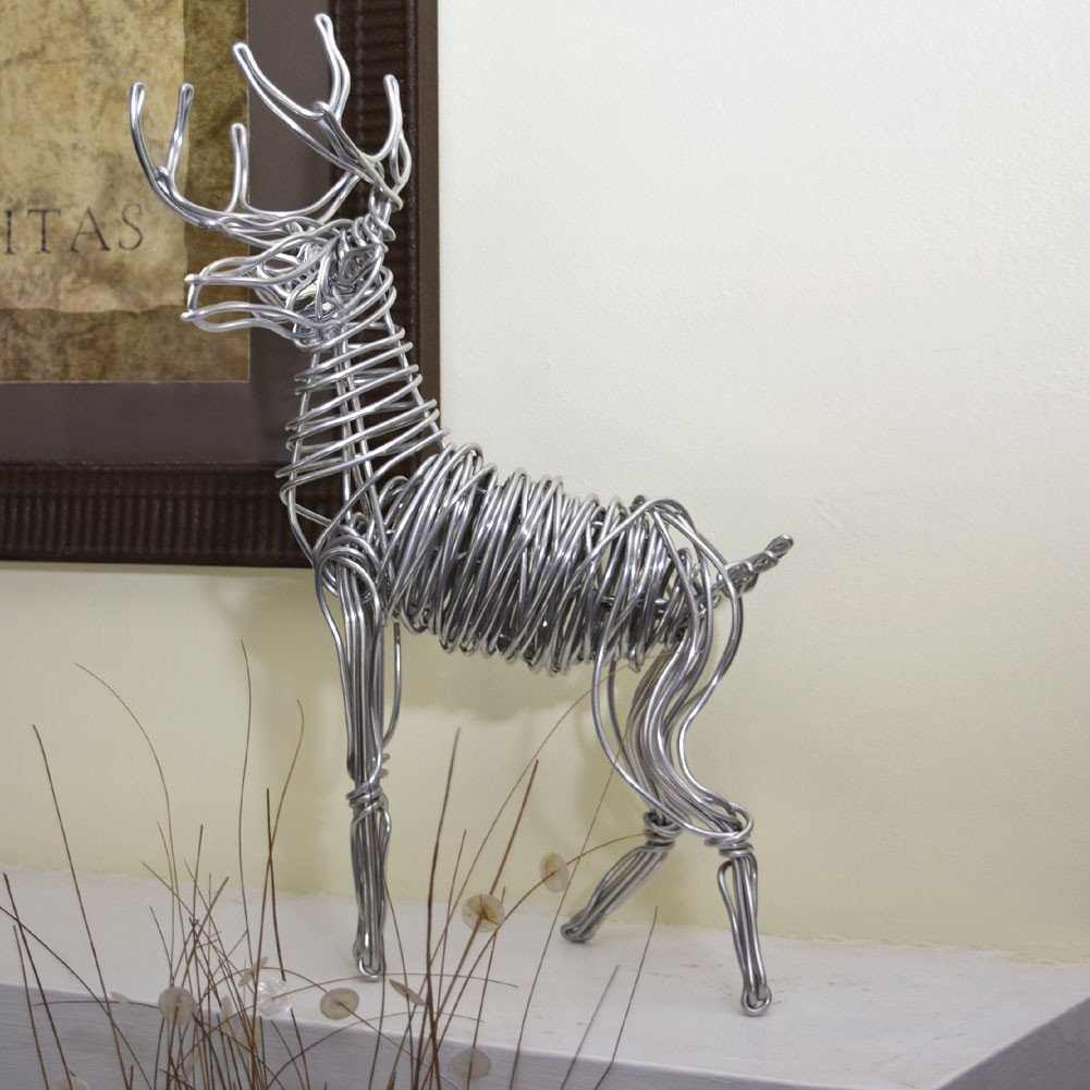 Contemporary Aluminum Wire Stag Tabletop Sculpture