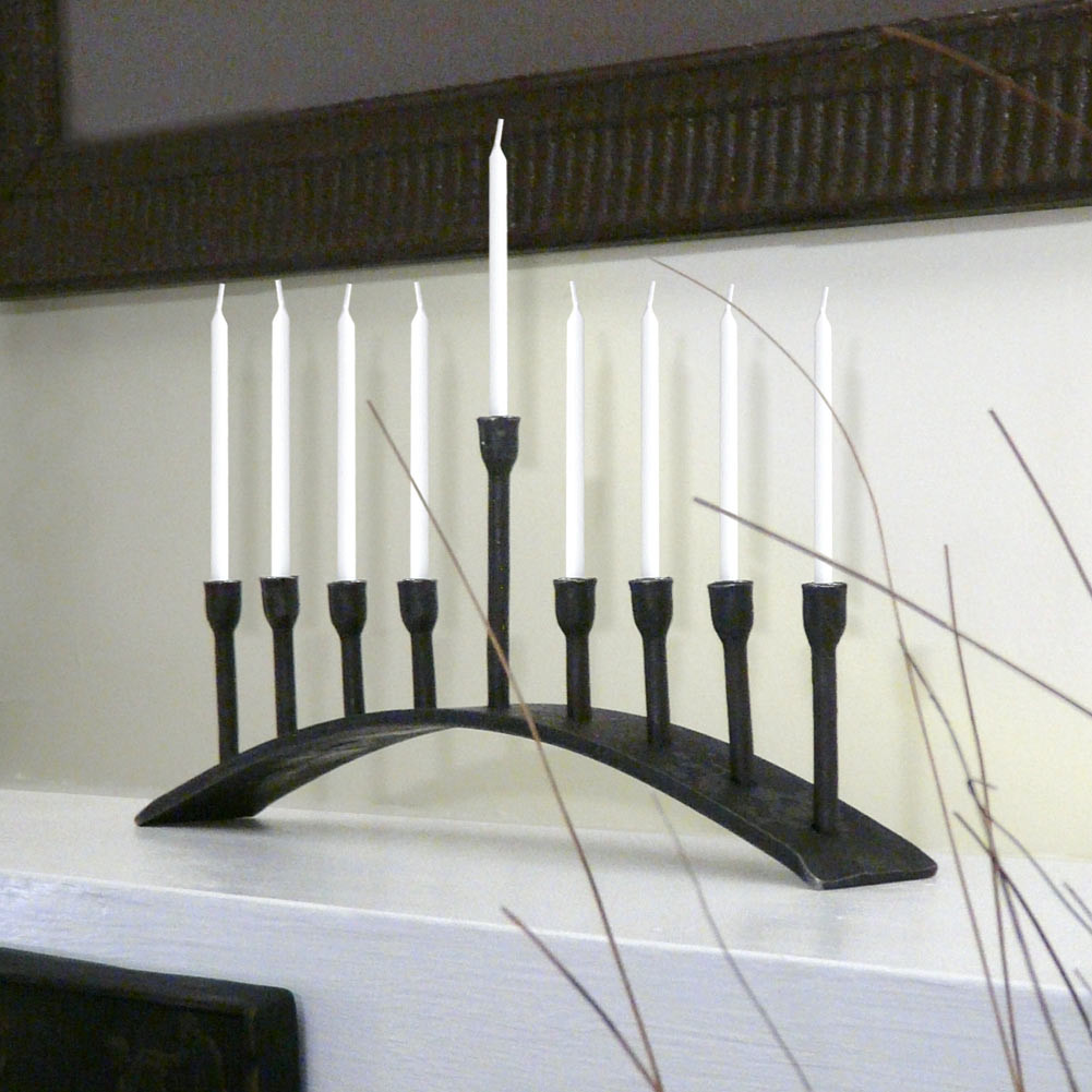 Forged Iron Arch Menorah Artisan-Crafted in America