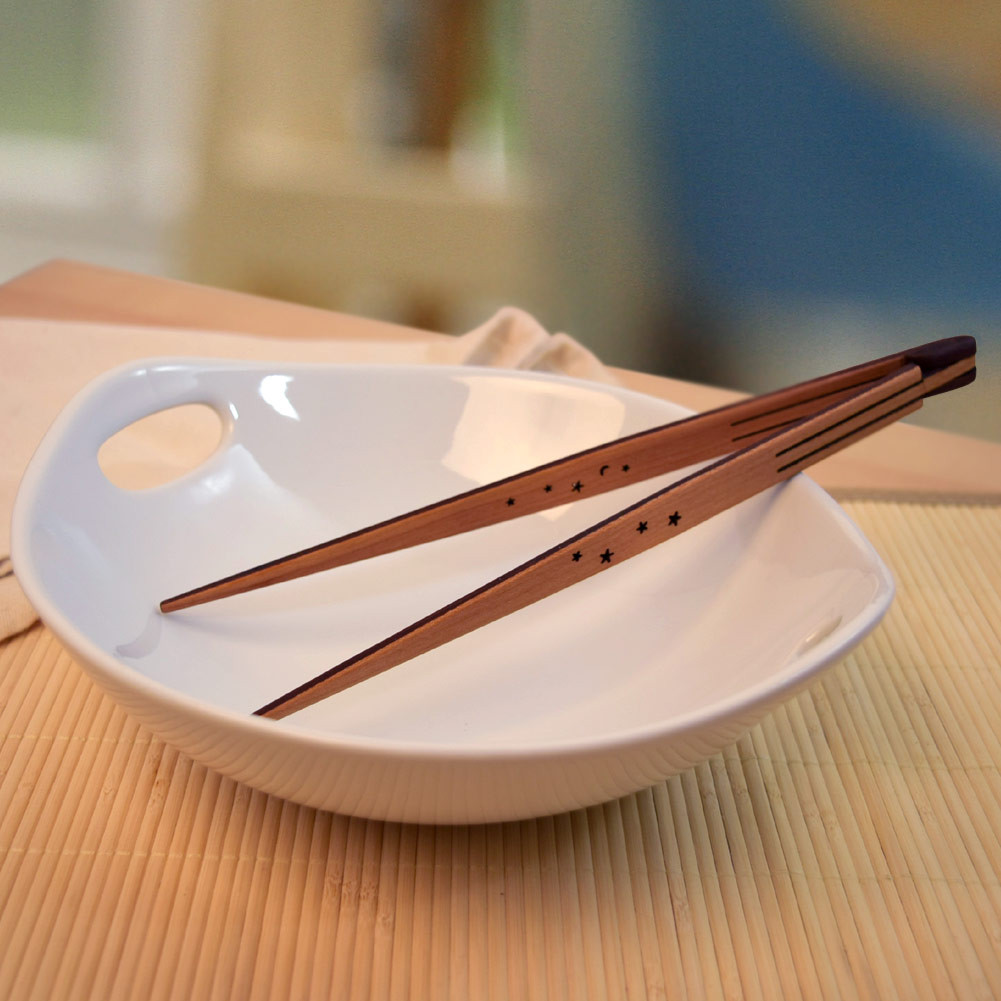 Fold Flat Natural Cherry Wood Chopsticks