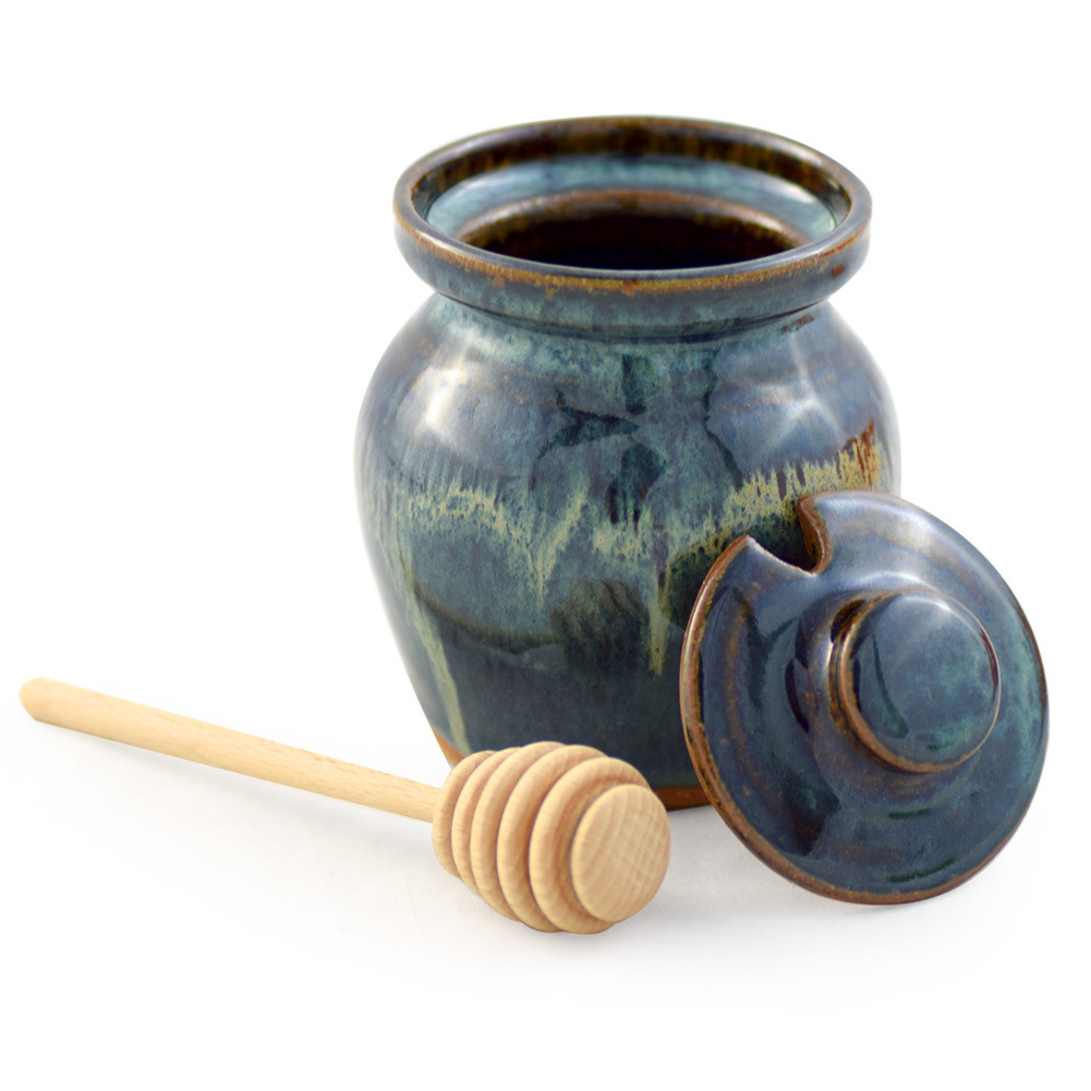 Stoneware Seagrove Pottery Honey Pot in Midnight Blue