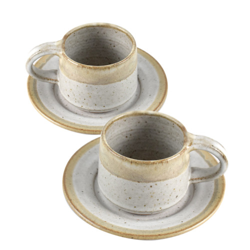 Simply Modern Pottery Collection: 8-oz Tea Coffee Cups in Vanilla Wisp