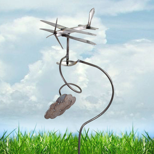 Airplane Balancing Garden Stake Handmade in the USA