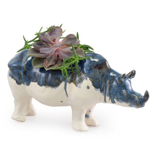Ceramic Rhinoceros Succulent Planter | Handmade in USA