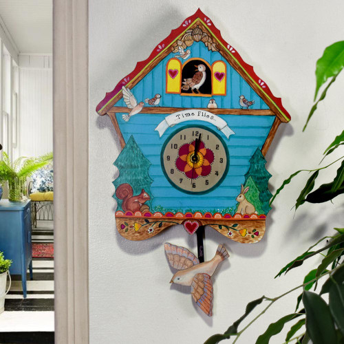 Colorful Alpine Birds Pendulum Wall Clock Colorful Alpine Birds Pendulum Wall Clock