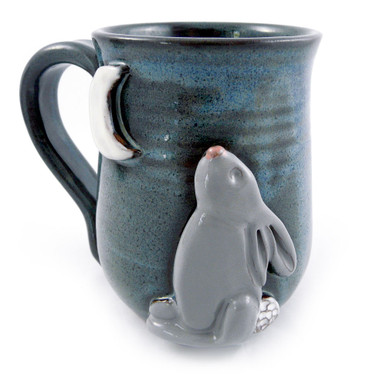 Moon Bunny Stoneware Mug | Handmade Rabbit