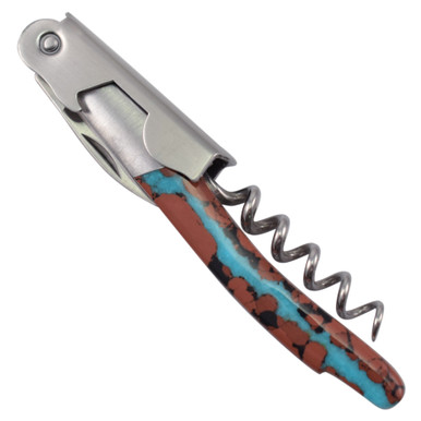 Gemstone Waiter's Knife and Corkscrew - Vein Turquoise Stonework