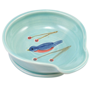 Garden Bird Stoneware Collection: Bluebird Spoon Rest Made in the USA