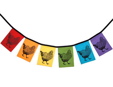 Cotton Garden Party/Chicken Coop Flag String | Rainbow Chickens