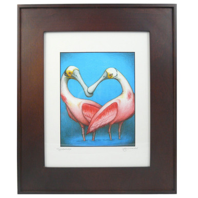 Spooning Framed Spoonbill Artwork Print by Don McMahon | Birds in Love