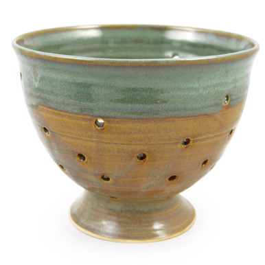 Stoneware Pottery Kitchen Colander in Sea Oats Glaze