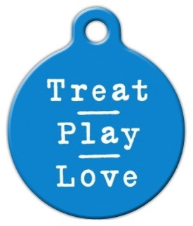 Blue Treat Play Love Dog ID Tag | Dog ID Tags | Dog Tags for Dogs
