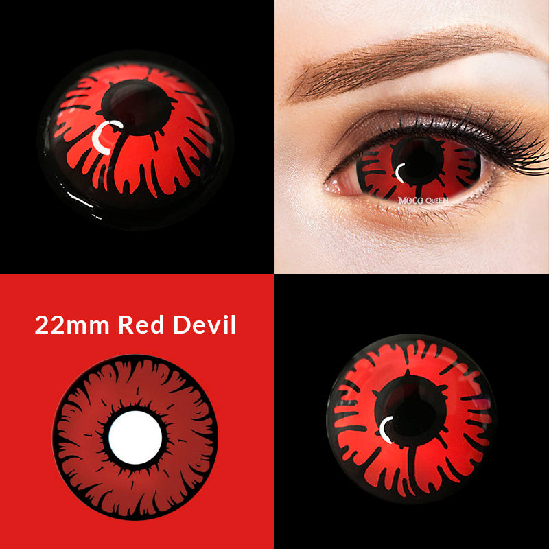 Angry Wolf Eye Red Black Sclera 22mm Scary Halloween Costume Contacts ...