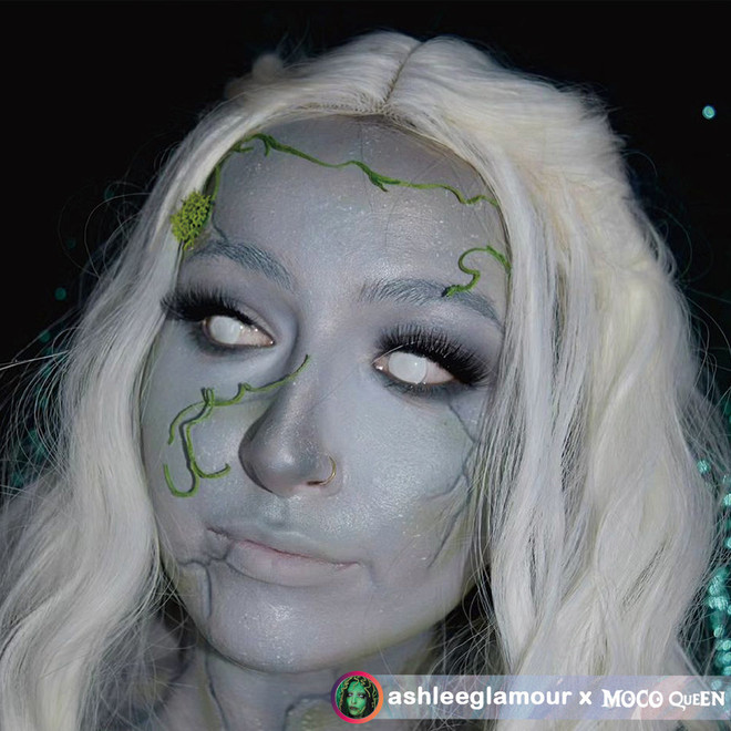 White Blind Super Zombie Cool Contacts | MocoQueen-14.5mm, 3 Months Use