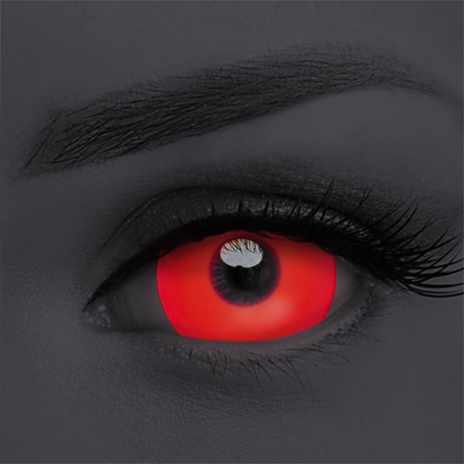 UV Glow Red 17mm Mini Sclera Halloween Costume Contacts (UV Function ...