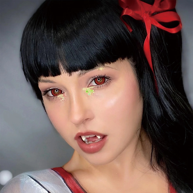 Tokyo N Red Halloween Costume Contacts | MocoQueen-14.2mm, 3 Months Use