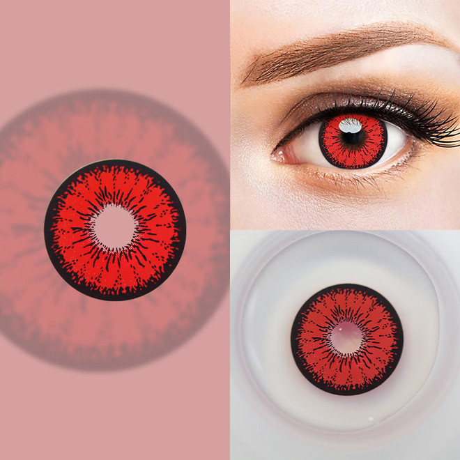 Tokyo N Red Halloween Costume Contacts | MocoQueen-14.2mm, 3 Months Use