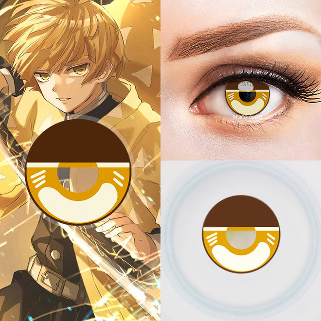 Demon Slayer Zenitsu Agatsuma Brown Anime Contacts | MocoQueen