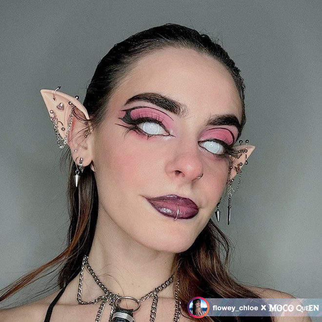 UVWhite Mesh Halloween Costume Contacts | MocoQueen-14.5mm, 3 Months Use
