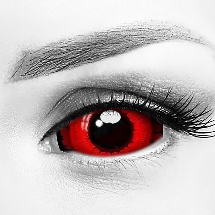 Angry Wolf Eye Red Black Sclera 22mm Scary Halloween Costume Contacts ...