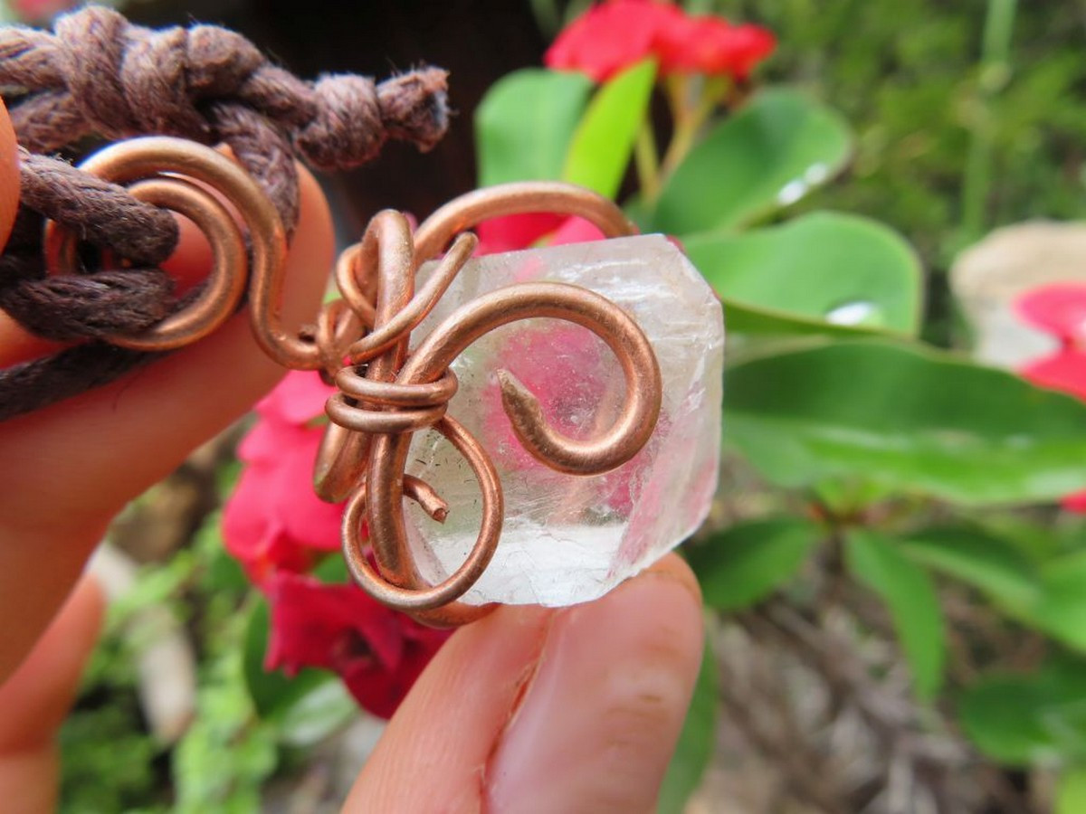 Clear Quartz Crystal Point Copper Wire Wrapped Pendant - Tesla Wrap ...