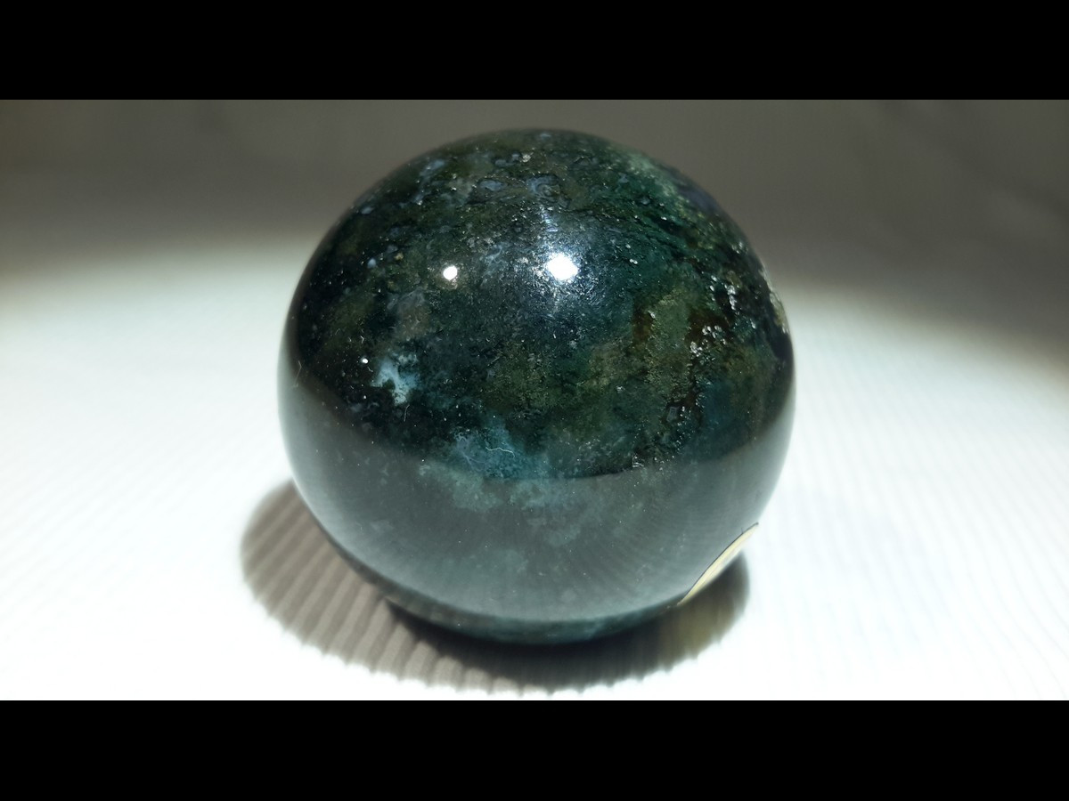 Green Moss Agate 40 mm Polished Sphere - Crystal Ball - StarStuff.Rocks