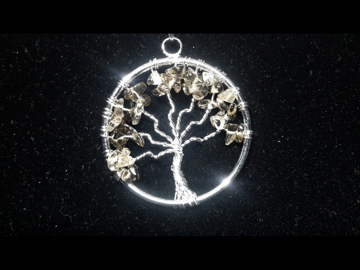 Smokey Quartz Tree of Life Pendant - Sterling Silver Plated - StarStuff ...