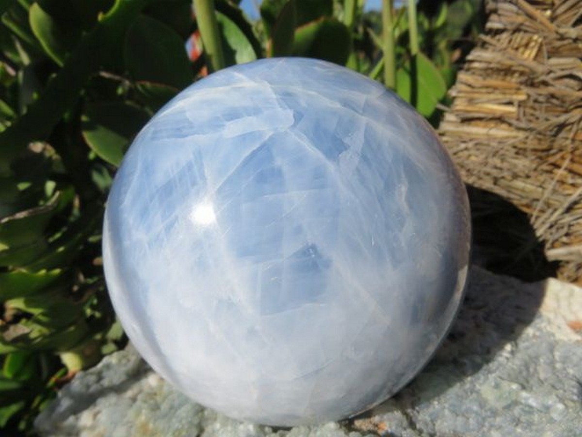Large Blue Calcite Crystal Sphere - - StarStuff.Rocks