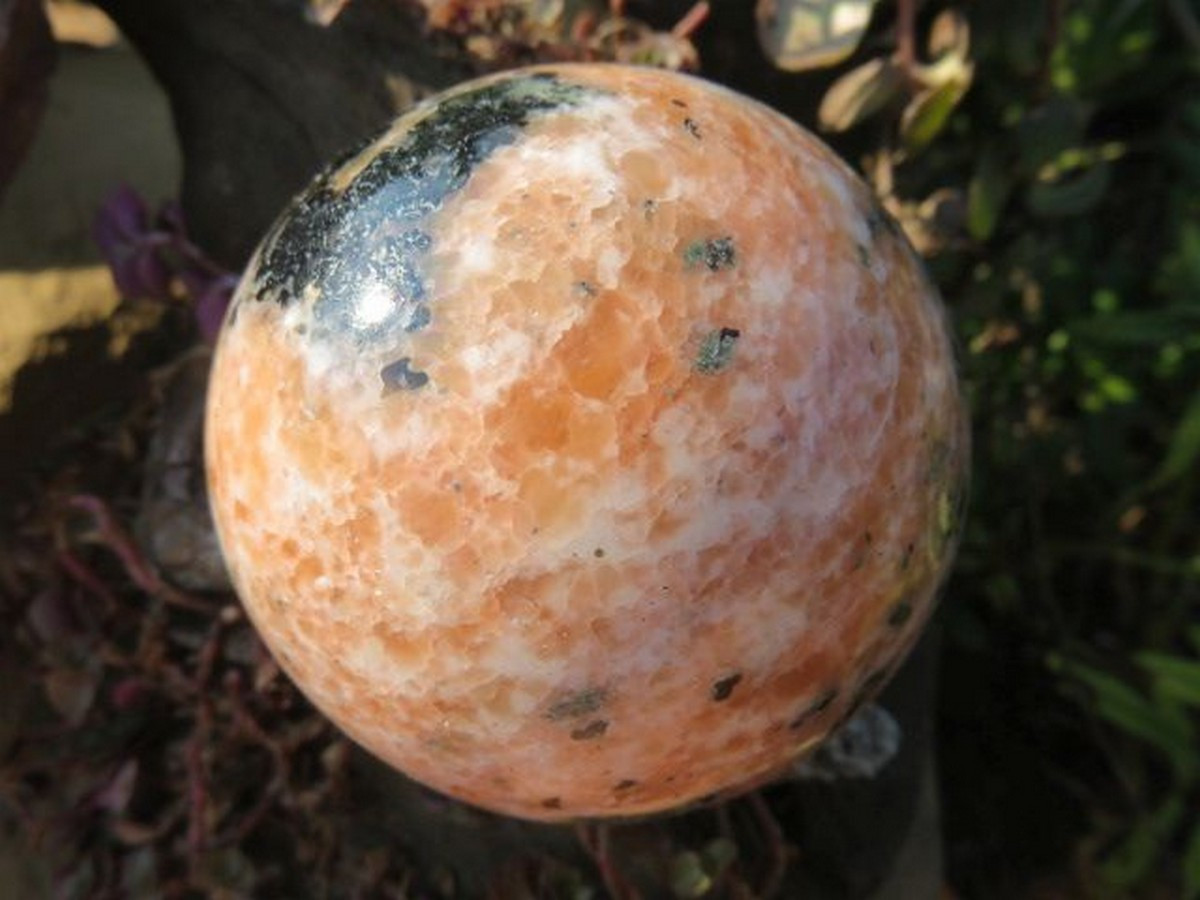 Polished Orange Calcite Sphere - StarStuff.Rocks