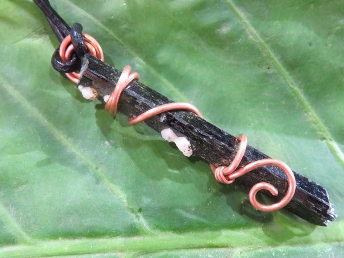 Copper Wire Tesla Wrap™ - Aegerine Crystal Pendant from Malawi ...